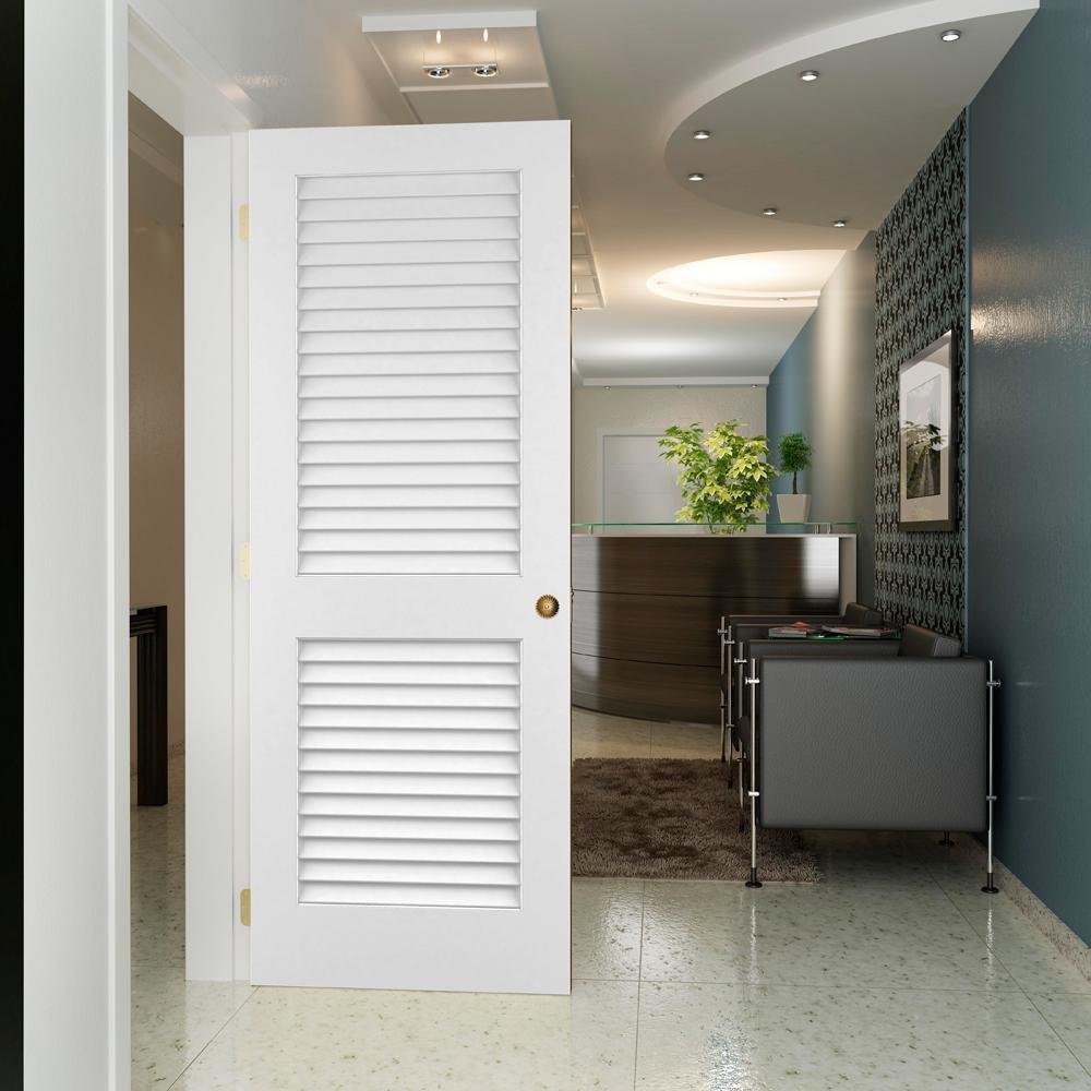 White Plantation Louver Panel Solid Core Wood Interior Door Slab GND White Plantation Louver Panel Solid Core Wood Interior Door Slab GND